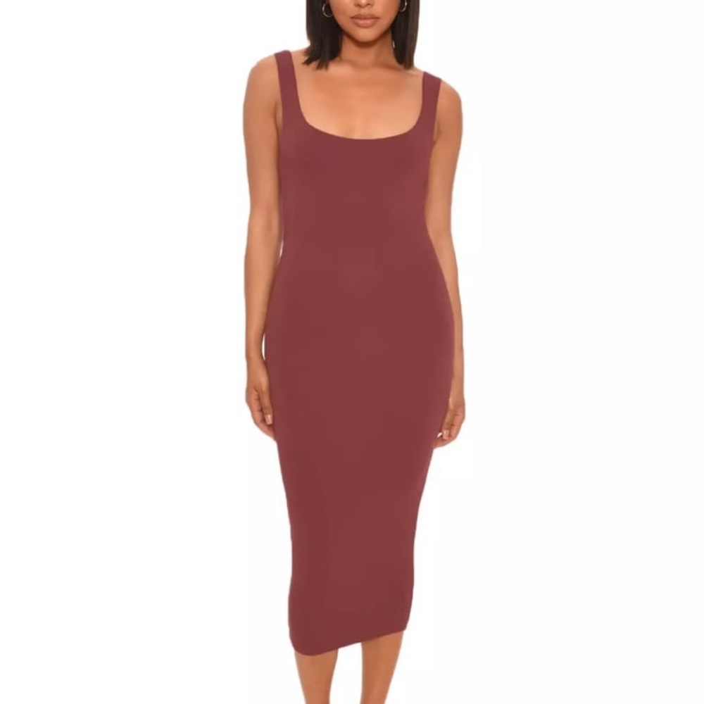 Brown Naked Wardrobe Midi Dress Gem